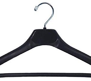 NAHANCO H90 19" Plastic Concave Suit Hanger with Extra Wide Shoulders, Black (Pack of 50)