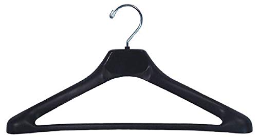 NAHANCO H90 19" Plastic Concave Suit Hanger with Extra Wide Shoulders, Black (Pack of 50)