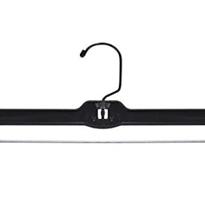 NAHANCO 2600PCBH Plastic Skirt/Pant Hanger with Black Metal Hook and Plastic Pinch Clips, Heavy Weight, 14", Black (Pack of 100)