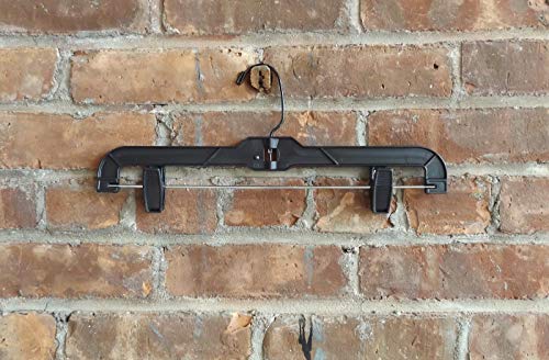 NAHANCO 2600PCBH Plastic Skirt/Pant Hanger with Black Metal Hook and Plastic Pinch Clips, Heavy Weight, 14", Black (Pack of 100)