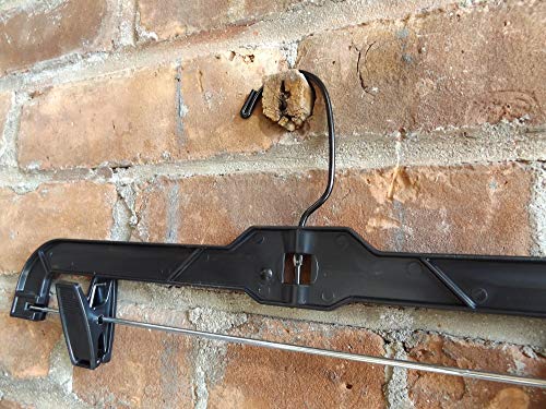 NAHANCO 2600PCBH Plastic Skirt/Pant Hanger with Black Metal Hook and Plastic Pinch Clips, Heavy Weight, 14", Black (Pack of 100)