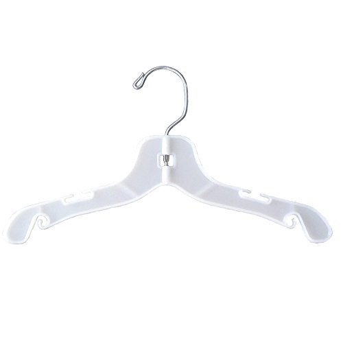 NAHANCO 1412 White Plastic Children's Dress Hangers, Swivel Metal Hook and Notches for Straps, Super Heavy Weight, 12" - (Pack of 100)