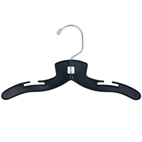 NAHANCO 2410 Infant Plastic Dress Hanger, Super Heavy Weight, 10", Black (Pack of 200)