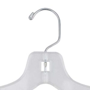 NAHANCO 414 Clear Plastic Junior Dress Hangers, Swivel Metal Hook and Notches for Straps, Super Heavy Weight, 14" - (Pack of 100)