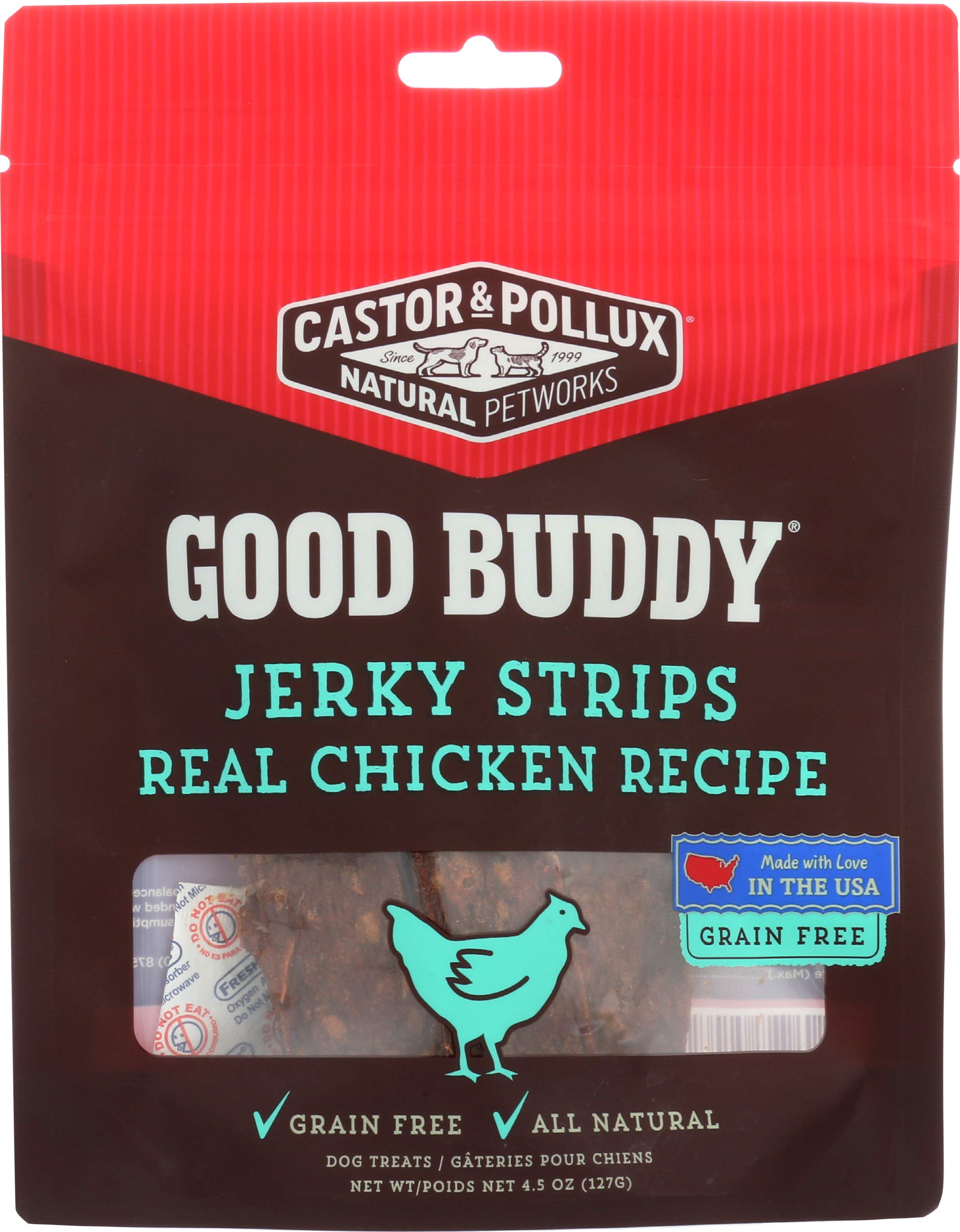 Castor & Pollux Good Buddy Jerky Strips Real Chicken Recipe Grain Free Dog Treats, 4.5-oz bag