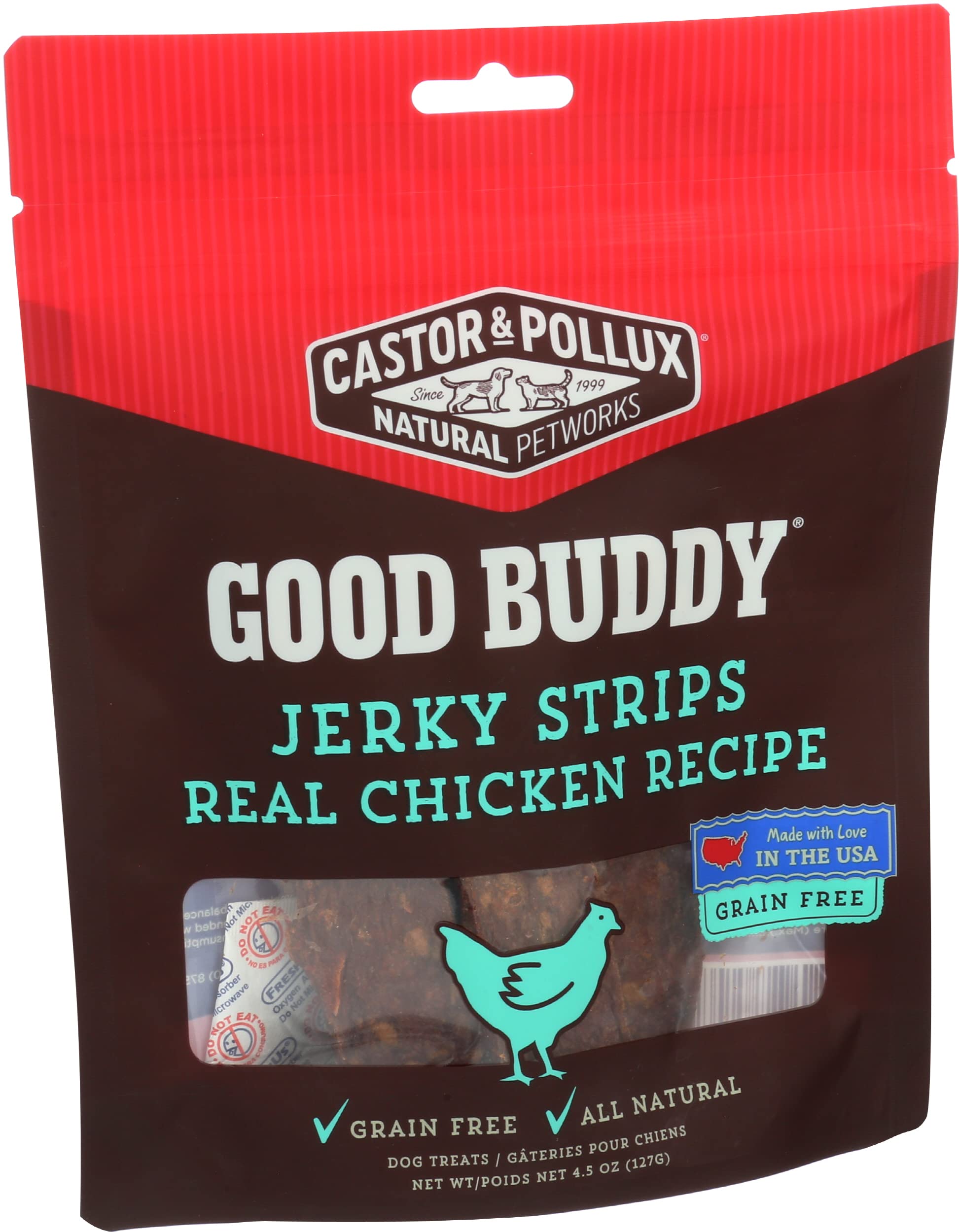 Castor & Pollux Good Buddy Jerky Strips Real Chicken Recipe Grain Free Dog Treats, 4.5-oz bag