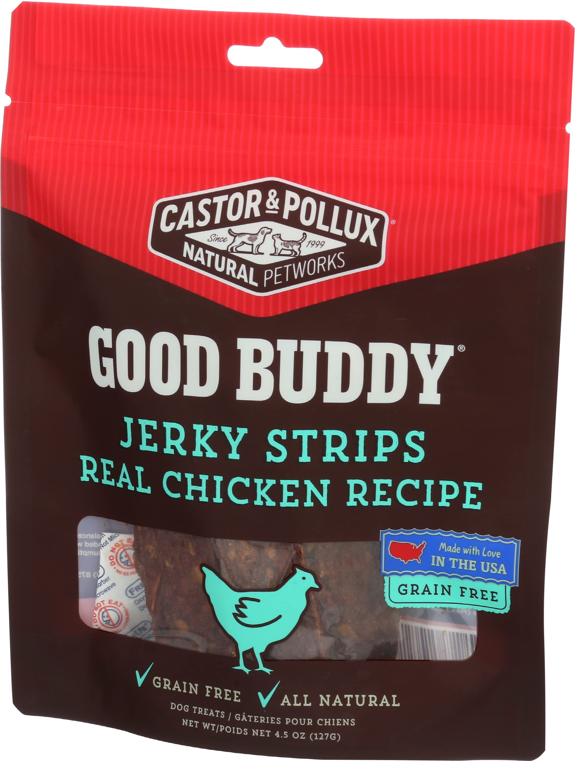 Castor & Pollux Good Buddy Jerky Strips Real Chicken Recipe Grain Free Dog Treats, 4.5-oz bag