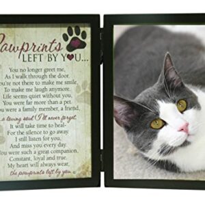 Pawprints Left By You Memorial 5x7 Frame for Cat with Pet Tag