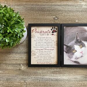 Pawprints Left By You Memorial 5x7 Frame for Cat with Pet Tag