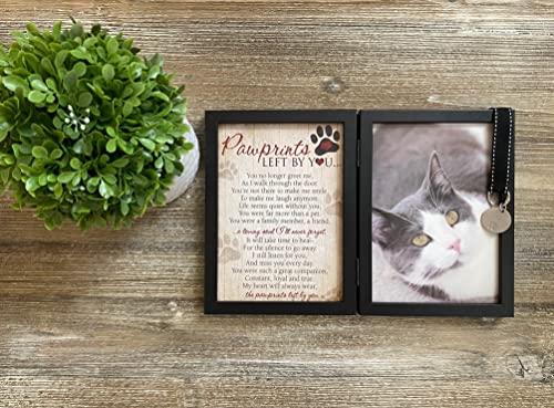 Pawprints Left By You Memorial 5x7 Frame for Cat with Pet Tag