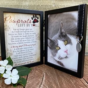 Pawprints Left By You Memorial 5x7 Frame for Cat with Pet Tag