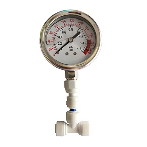 Malida Water Pressure Test Gauge Stainless for Aquarium Meter 0-1.6MPa 0-220psi Reverse Osmosis System Pump with 1/4