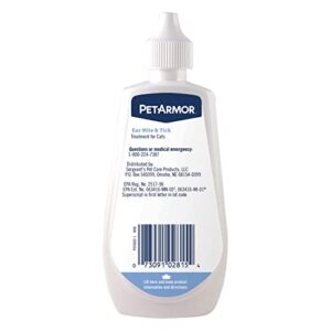 PetArmor Ear Mite and Tick Treatment for Cats, 3 Fl Oz (Pack of 1)