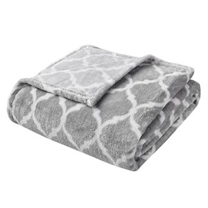 Madison Park Ogee Lightweight Throw Blanket Premium Microlight Design Spread, Oversize, Ultra Soft, Cozy Living Room Couch, Sofa, Bed, 60"x70" Grey Plush Throw