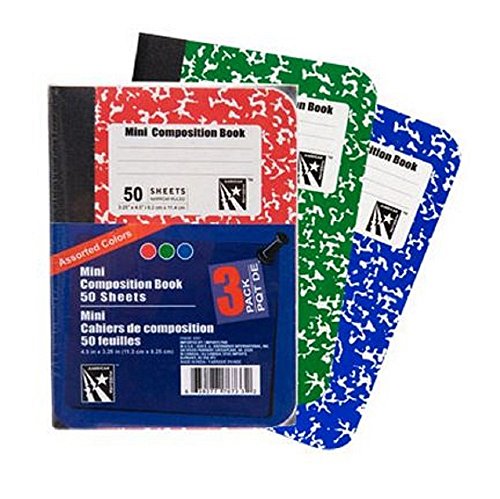 Mini Marble Composition Books (4 packs of 3) - 12 Count (4 Red, 4 Green & 4 Blue)