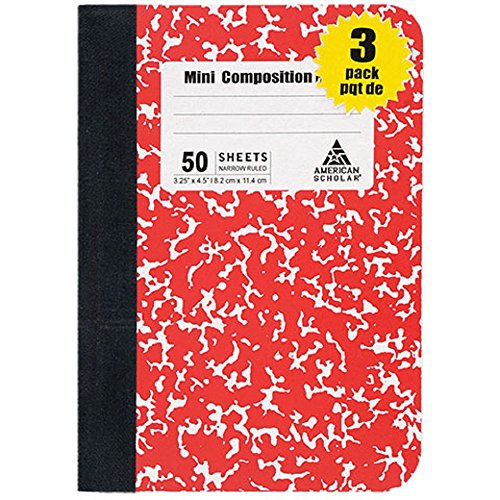 Mini Marble Composition Books (4 packs of 3) - 12 Count (4 Red, 4 Green & 4 Blue)