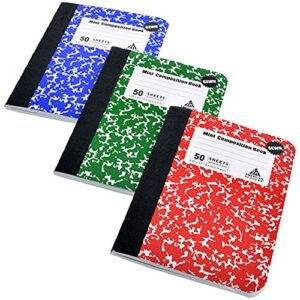 Mini Marble Composition Books (4 packs of 3) - 12 Count (4 Red, 4 Green & 4 Blue)