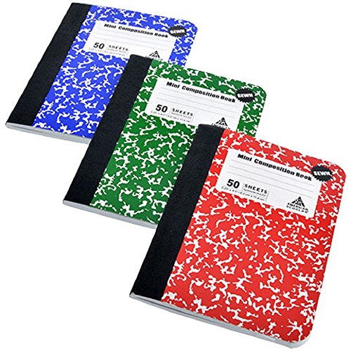 Mini Marble Composition Books (4 packs of 3) - 12 Count (4 Red, 4 Green & 4 Blue)