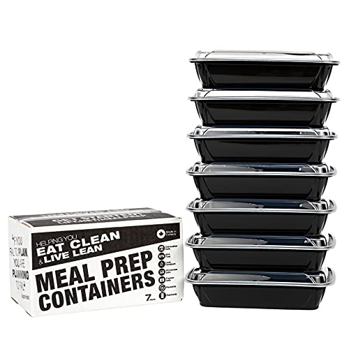 Meal Prep Containers - Food Storage Prep Containers Certified BPA-free - Portion Control, Reusable, Washable, Microwavable Plastic Containers with Lids Bento Box (7 Pack, 1 Compartment, 28 Ounce)