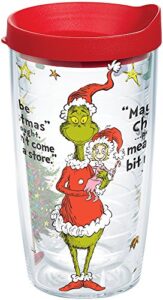 tervis dr. seuss grinch christmas quote made in usa double walled insulated tumbler cup keeps drinks cold & hot, 16oz, classic