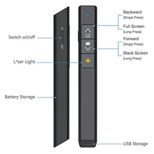 DinoFire Presentation Clicker Laser Pointer for Cats Dogs, 100FT Wireless Presenter Remote PowerPoint Clicker Presentation Remote, 2.4GHz Presentation Pointer for Mac, Laptop, Computer Cat Laser Toy