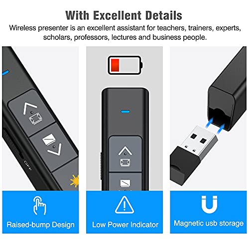 DinoFire Presentation Clicker Laser Pointer for Cats Dogs, 100FT Wireless Presenter Remote PowerPoint Clicker Presentation Remote, 2.4GHz Presentation Pointer for Mac, Laptop, Computer Cat Laser Toy