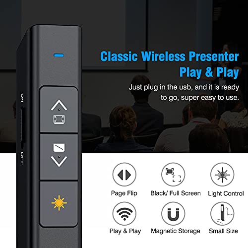 DinoFire Presentation Clicker Laser Pointer for Cats Dogs, 100FT Wireless Presenter Remote PowerPoint Clicker Presentation Remote, 2.4GHz Presentation Pointer for Mac, Laptop, Computer Cat Laser Toy