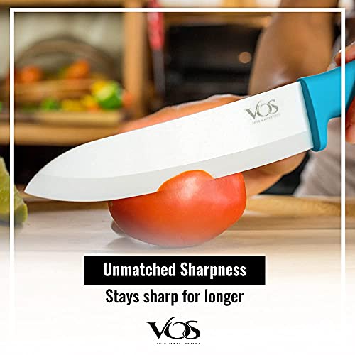 Vos Ceramic Knife Set, Ceramic Knives Set For Kitchen, Ceramic Kitchen Knives With Peeler, Ceramic Paring Knife 3", 4", 6", Inch Multi Color