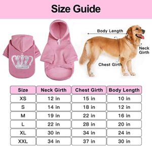 EXPAWLORER Prinecss Dog Hoodie for Girl - Hooded Dog Sweater with Leash Hole, Dog Cold Weather Clothes,Sweatshirt with Pocket, Pet Warm Outfit, Winter Coats for XS-XXL Dogs