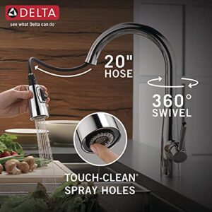 Delta Faucet Essa Pull Down Kitchen Faucet Chrome, Chrome Kitchen Faucets with Pull Down Sprayer, Kitchen Sink Faucet, Faucet for Kitchen Sink with Magnetic Docking Spray Head, Chrome 9113-DST