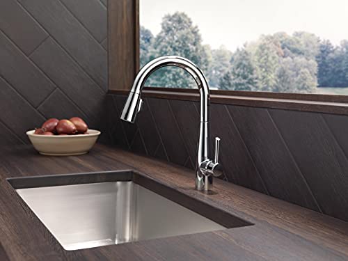 Delta Faucet Essa Pull Down Kitchen Faucet Chrome, Chrome Kitchen Faucets with Pull Down Sprayer, Kitchen Sink Faucet, Faucet for Kitchen Sink with Magnetic Docking Spray Head, Chrome 9113-DST