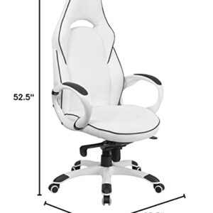 Flash Furniture High Back White Vinyl Executive Swivel Office Chair with Black Trim and Arms