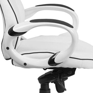 Flash Furniture High Back White Vinyl Executive Swivel Office Chair with Black Trim and Arms