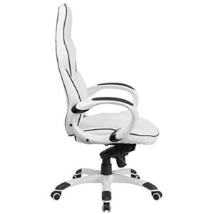 Flash Furniture High Back White Vinyl Executive Swivel Office Chair with Black Trim and Arms