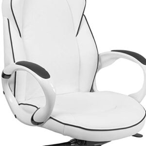 Flash Furniture High Back White Vinyl Executive Swivel Office Chair with Black Trim and Arms