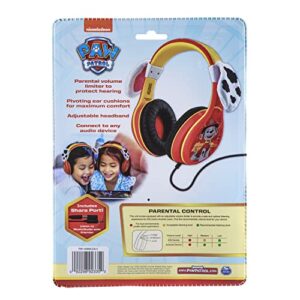 Paw Patrol Marshall Kids Headphones, Adjustable Headband, Stereo Sound, 3.5Mm Jack, Wired Headphones for Kids, Tangle-Free, Volume Control, Foldable, Childrens Headphones Over Ear for School Home, Tra