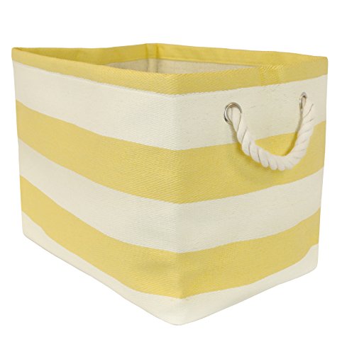 DII Durable Woven Striped Storage Bin Collapsible with Soft Rope Handles Reinforced with Metal Grommets, Small, 11x10x9, Tango Red