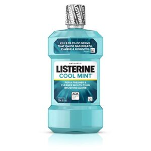 listerine cool mint antiseptic mouthwash for bad breath, plaque and gingivitis, 250 ml