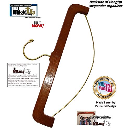 Hold-Ups Patented Hang-up Hardwood Suspender Hanger and Closet Organizer for Suspenders