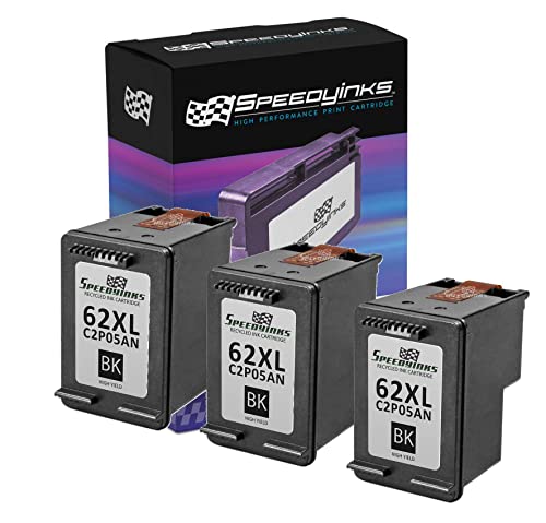 Speedy Inks Remanufactured Ink Cartridge Replacement for HP 62XL C2P05AN High Yield (Black, 3-Pack)