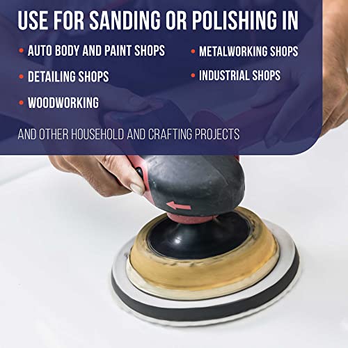 TCP Global 6" x 7/16" 10mm Thick Soft Density Interface Pad for DA Polishers & Sanders, 6 + 1 Hole Pattern Dustless, Hook & Loop Foam Cushion, Use Between Vacuum Sanding Discs, Polisher Polishing Pads