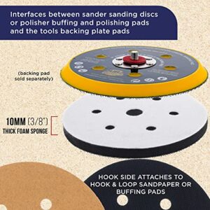 TCP Global 6" x 7/16" 10mm Thick Soft Density Interface Pad for DA Polishers & Sanders, 6 + 1 Hole Pattern Dustless, Hook & Loop Foam Cushion, Use Between Vacuum Sanding Discs, Polisher Polishing Pads