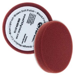 tcp global 6.5" red flat heavy cut grip foam polish buff pad - da hook & loop