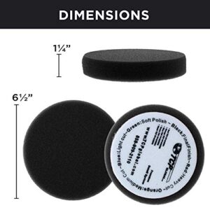 TCP Global 6.5" Black Flat Final Finishing Grip Foam Polish Pad - DA Hook & Loop