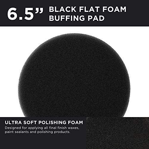 TCP Global 6.5" Black Flat Final Finishing Grip Foam Polish Pad - DA Hook & Loop