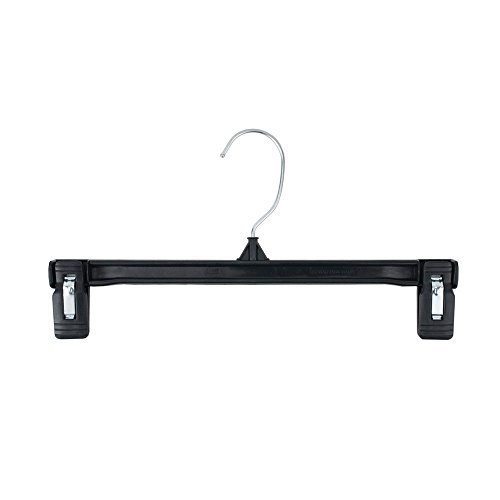 NAHANCO 6212B Plastic Skirt/Slack Hangers, Pinch Grip with Soft Pads, 12", Black (Pack of 200)