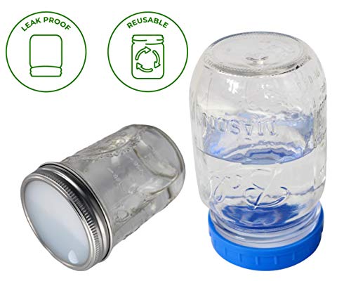 Leak Proof Platinum Silicone Sealing Lid Inserts/Liners for Mason Jars (10 Pack, Regular Mouth)