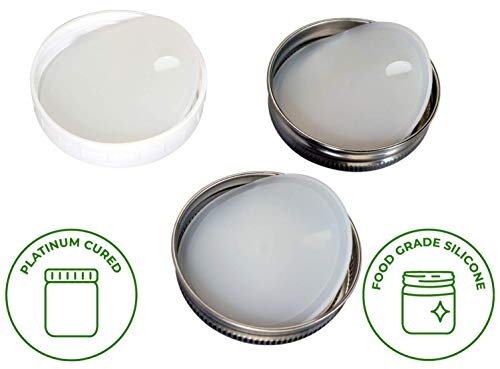 Leak Proof Platinum Silicone Sealing Lid Inserts/Liners for Mason Jars (10 Pack, Regular Mouth)