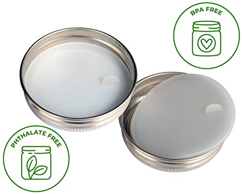 Leak Proof Platinum Silicone Sealing Lid Inserts/Liners for Mason Jars (10 Pack, Regular Mouth)