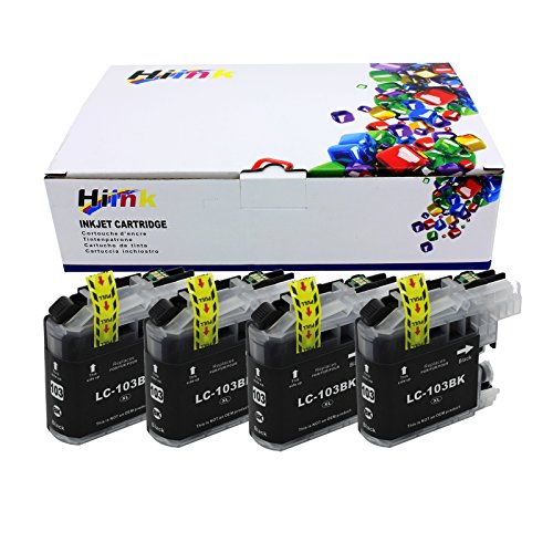 HIINK LC103XL Ink Cartridge Replacement for Brother LC-103 MFC-J245 MFC-J285DW MFC-J450DW MFC-J475DW MFC-J650DW MFC-J870DW MFC-J875DW Printer, Pack of 4 - Black